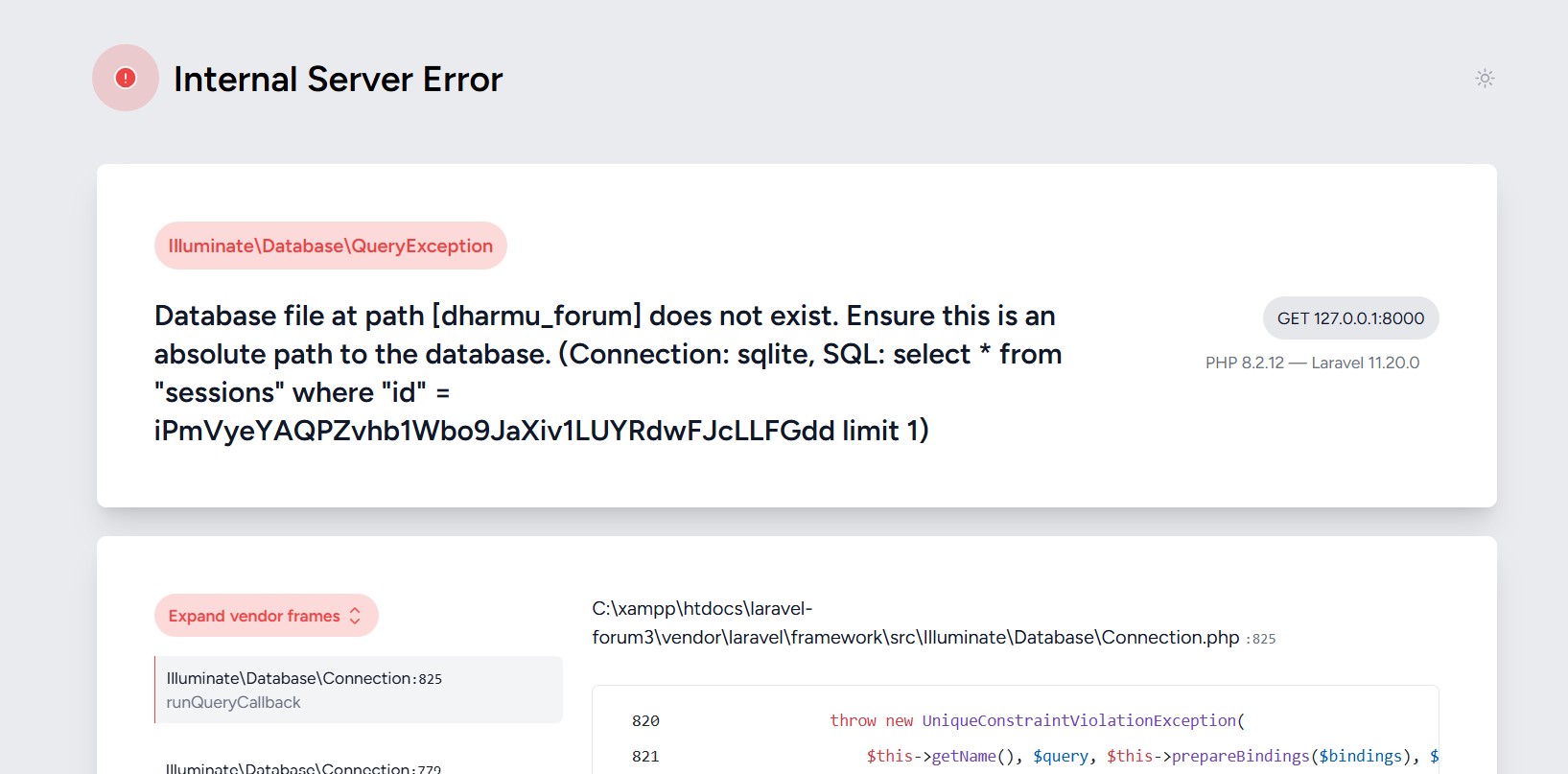 Database (database/database.sqlite) does not exist. The database works from artisan tinker - SRE ...