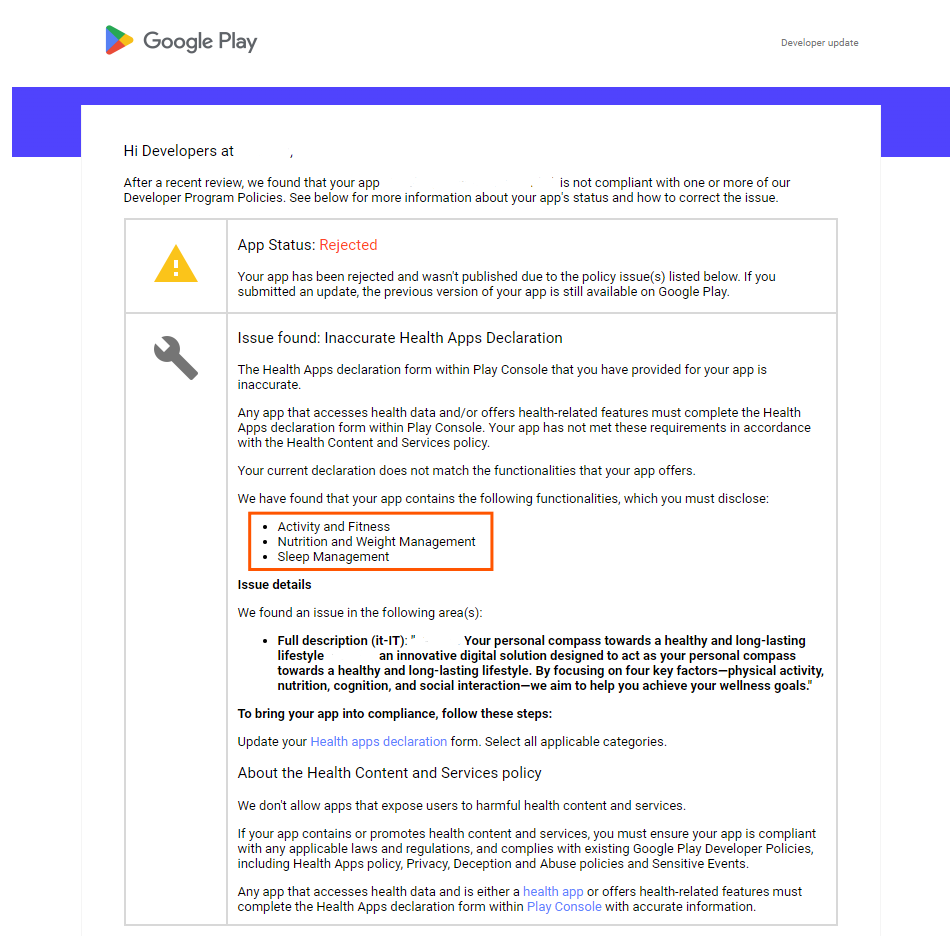 Health Policy Rejection: Correcting Inaccurate Health Apps Declaration - SRE School