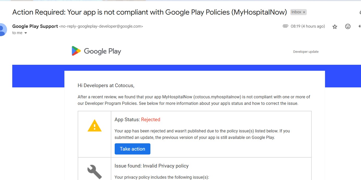 Action Required: Your app is not compliant with Google Play Policies ...