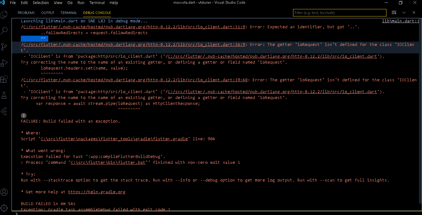 Android and iOS Build Failure ( The getter 'COINIT' isn't defined for the class ...